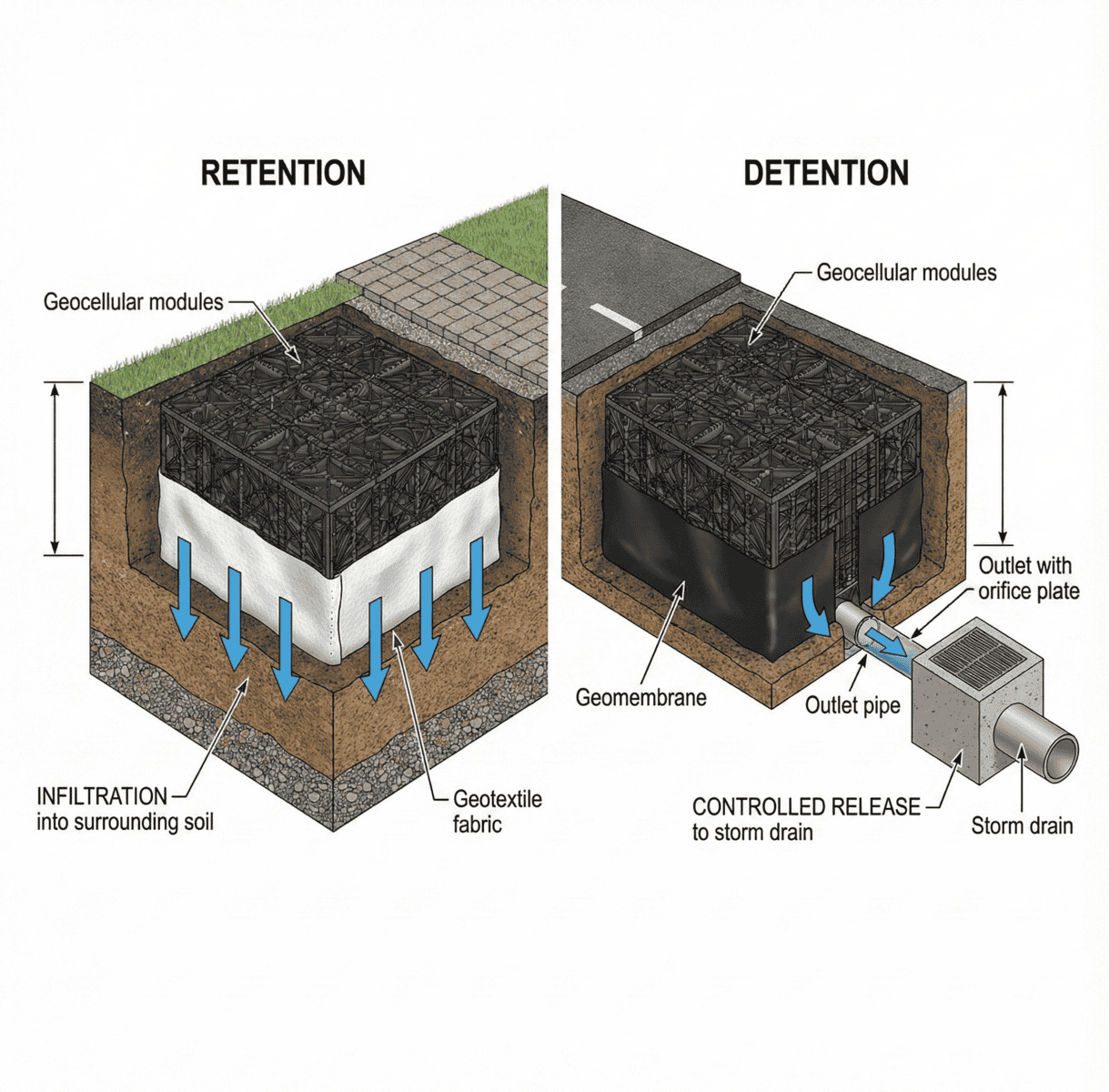 Retention vs Detention Stormwater: Costs, Comparison & Guide
